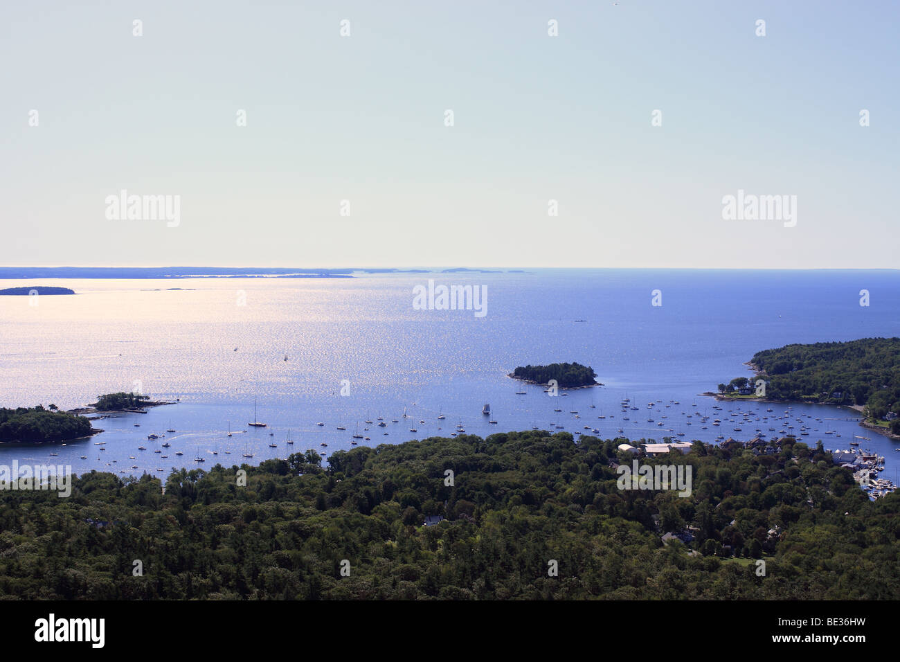 Camden harbor Maine and Atlantic Ocean Stock Photo - Alamy