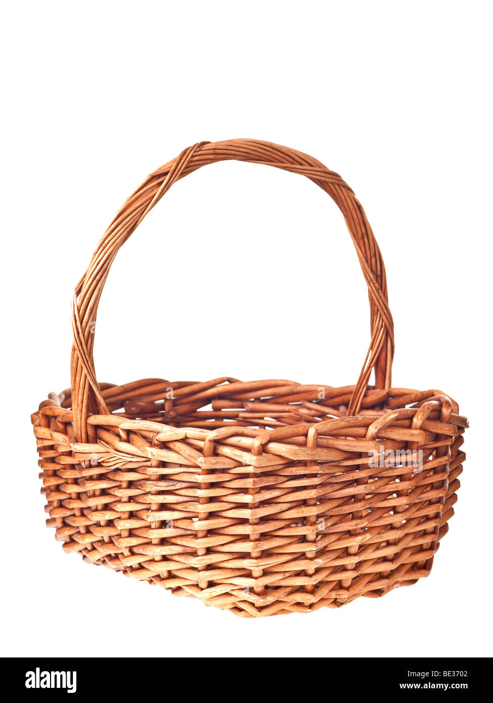brown wicker basket isolated on white background Stock Photo - Alamy
