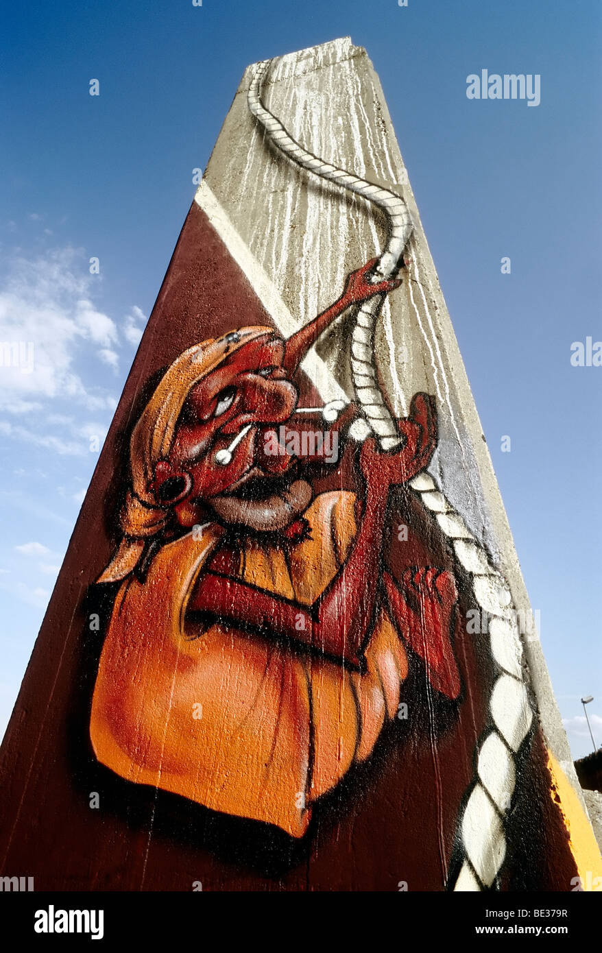Pirate climbing up a rope, graffiti mural, street art, Rheinpark ...