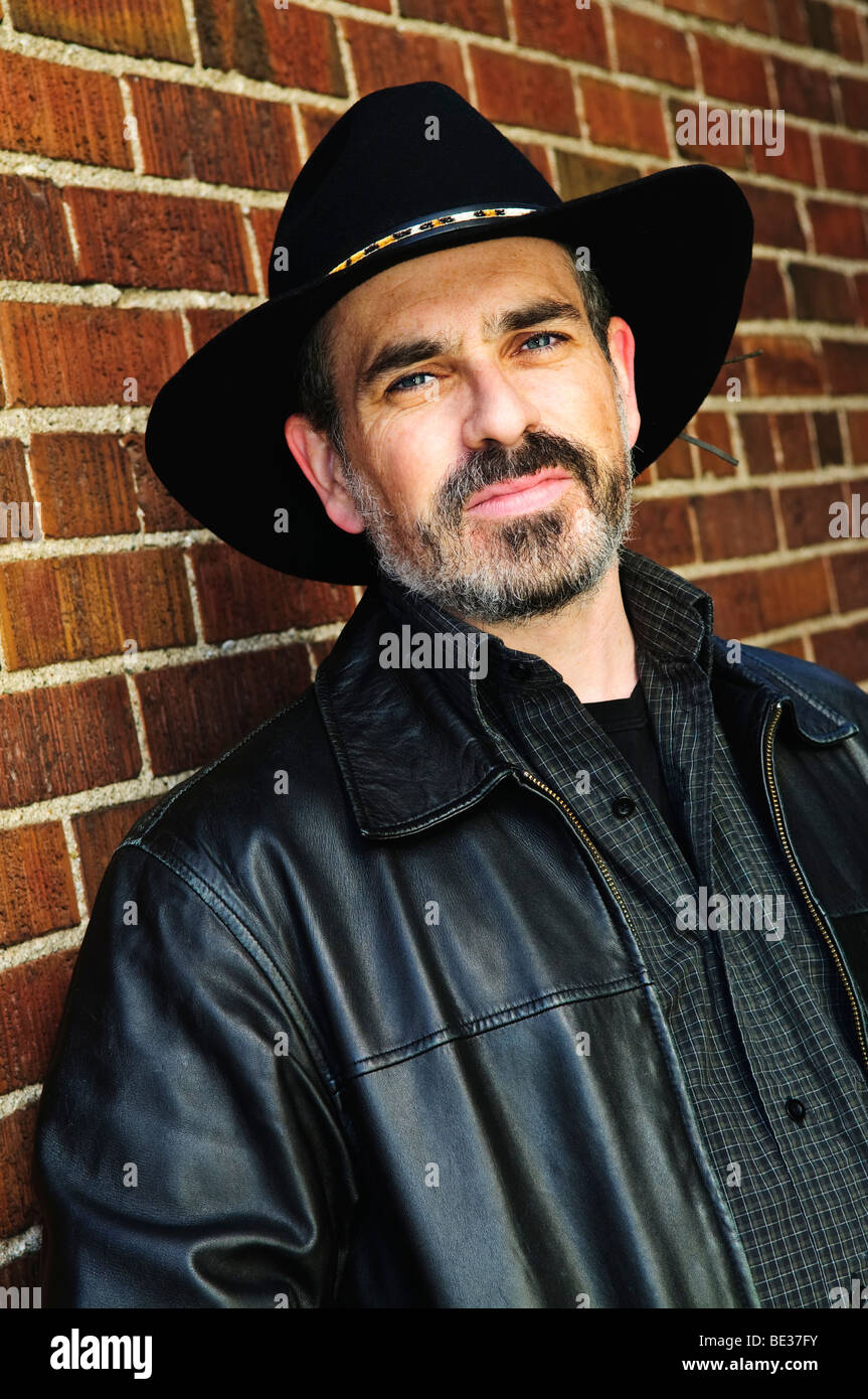 Portrait black leather jacket beard hi-res stock photography and images ...