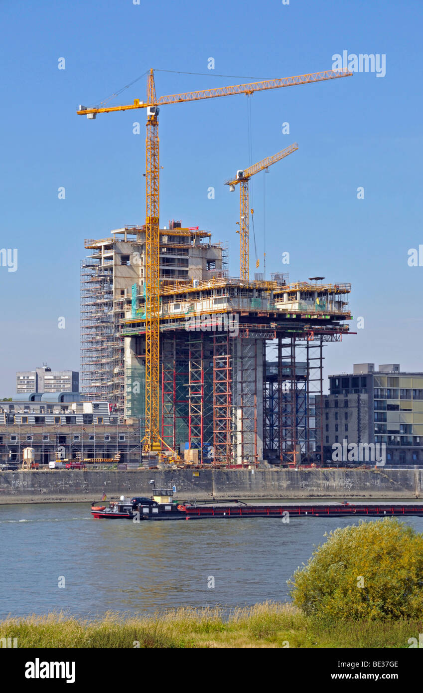 Construction site, Kranhaus Nord building at the Rheinauhafen harbour ...