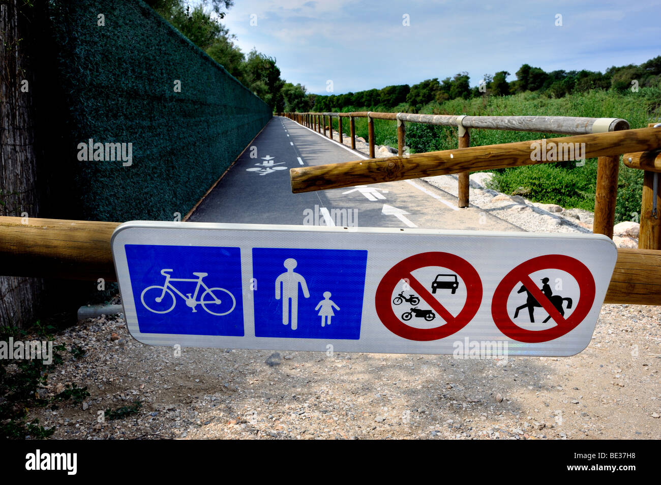 Nature trees green pathway environment ecology bicycle path sign ...