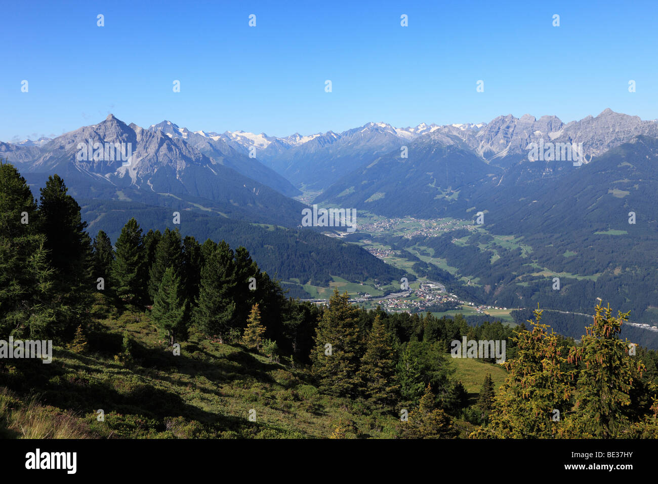 View from Mt. Patscherkofel over the Stubaital valley, Stubai Alps ...