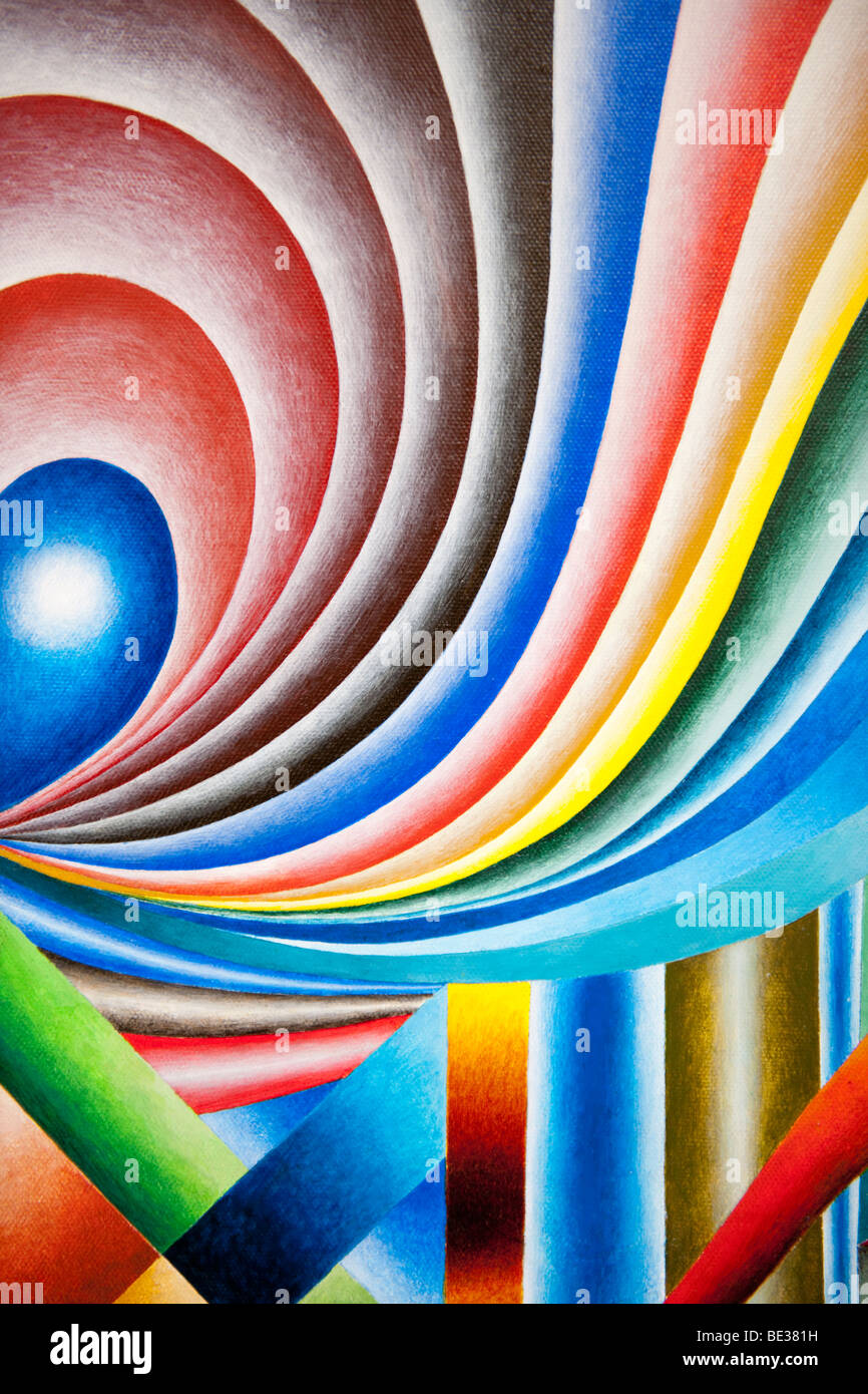Colorful geometric composition in acrylics, artist Gerhard Kraus ...