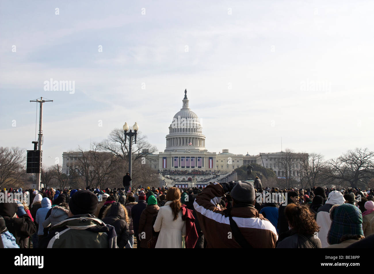 US Capitol building and crowd on National Mall. Inauguration Day 2009 ...
