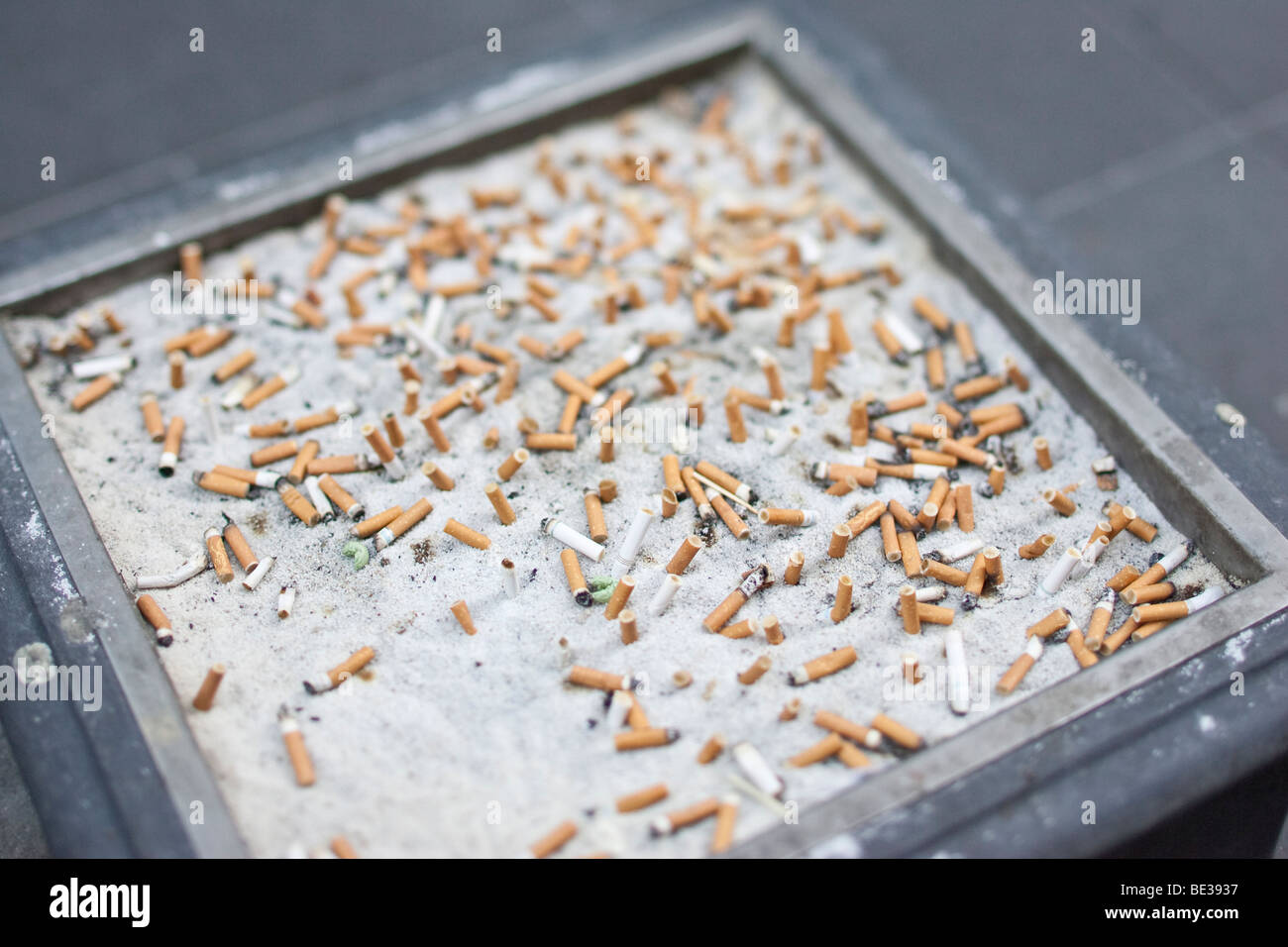 Cigarette butts in sand box Stock Photo - Alamy