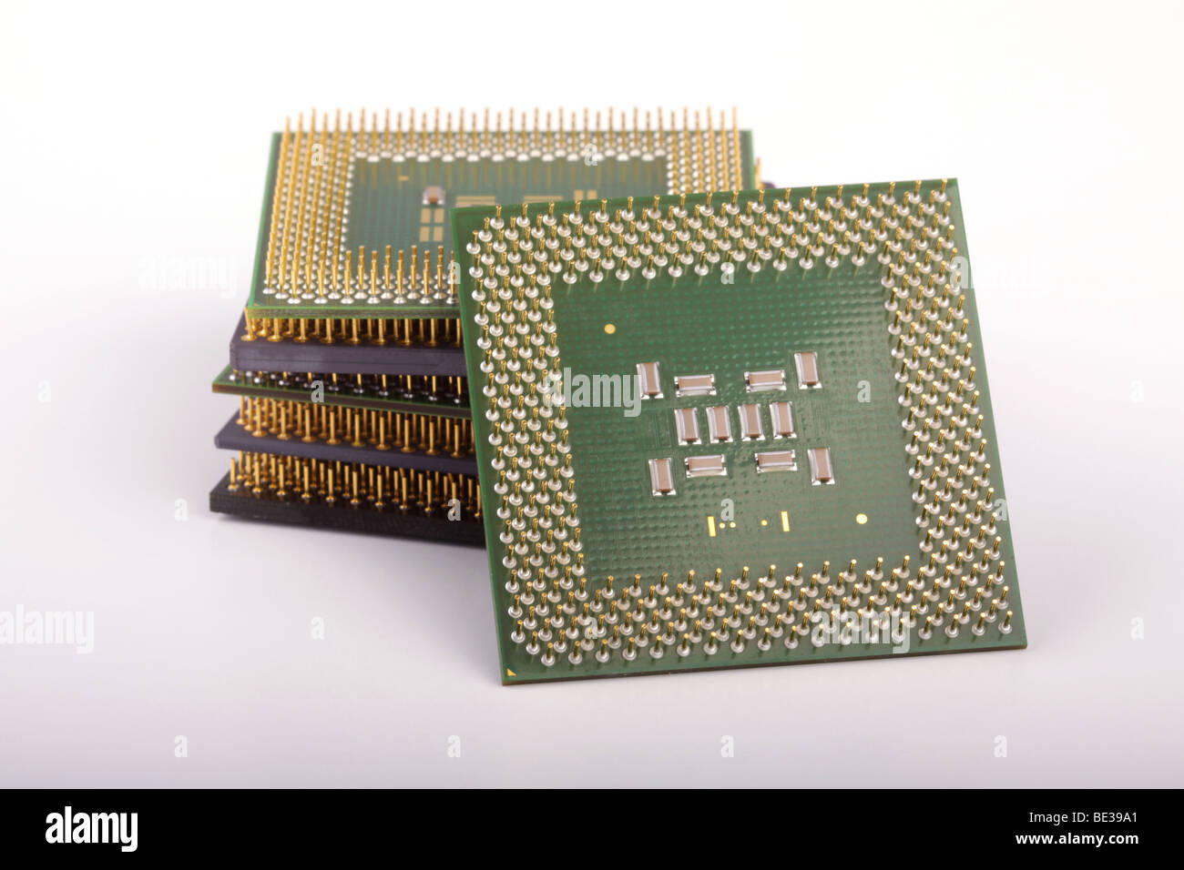 Stack of several central processing units of various types and shapes ...