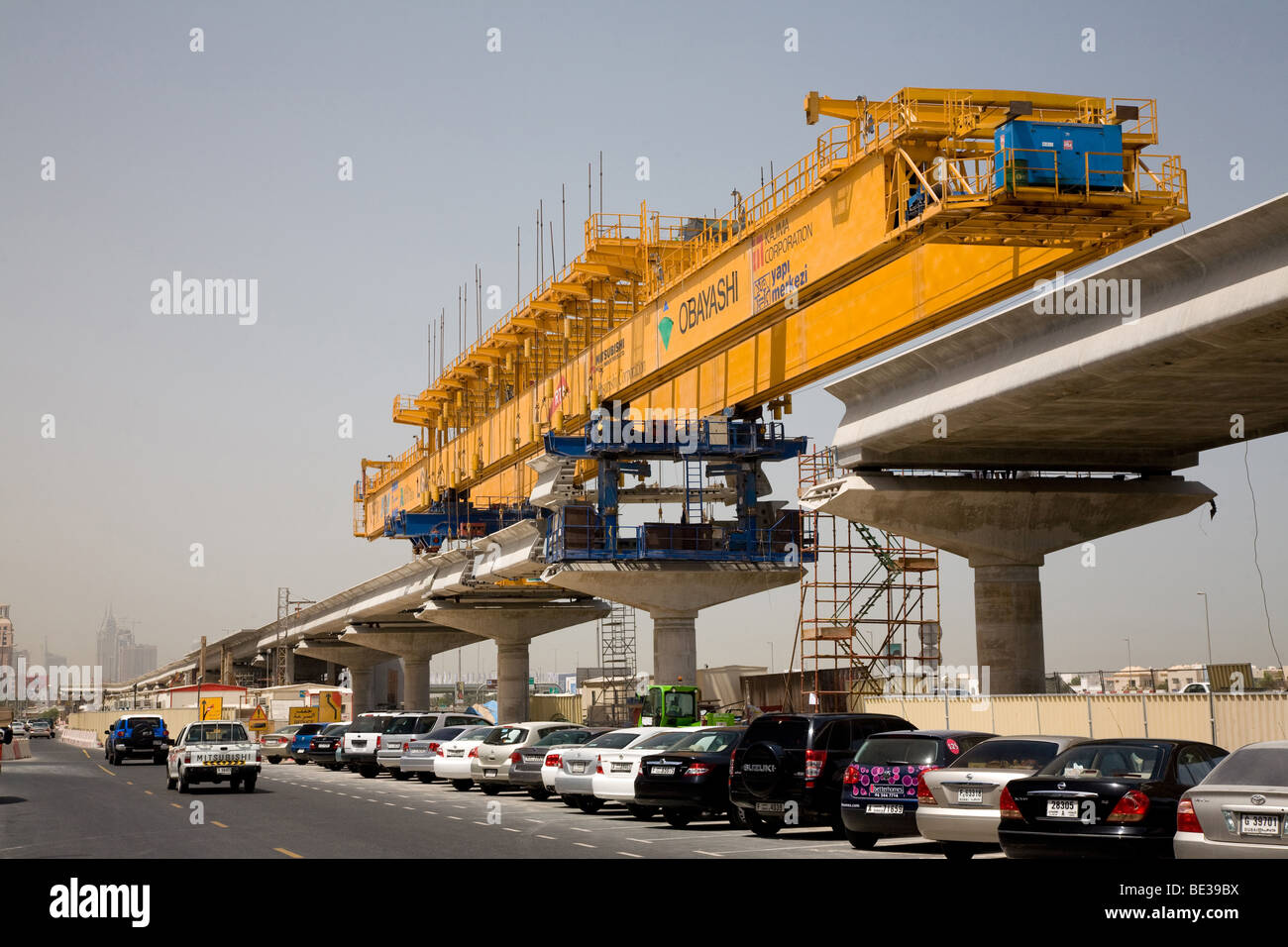 Dubai Metro railway line track construction UAE Stock Photo - Alamy