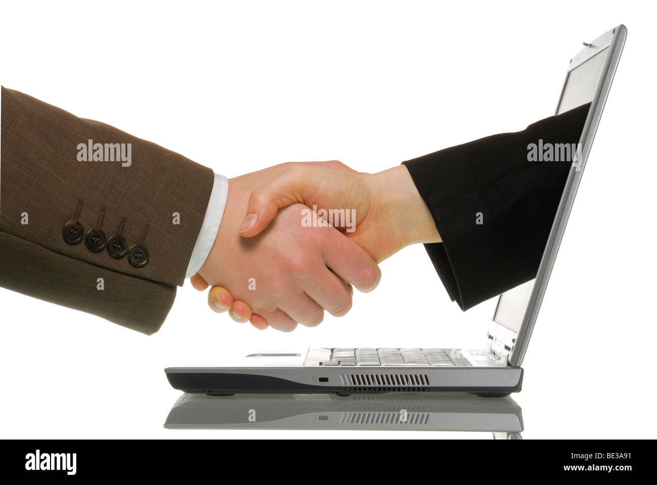 Handshake between business partners, in the internet, symbolic picture ...