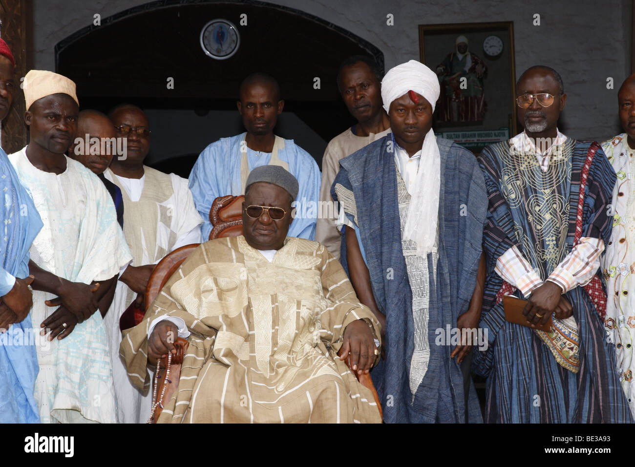 Sultan Ibrahim Mbombo Njoya, in front of the Sultan's palace, audience ...