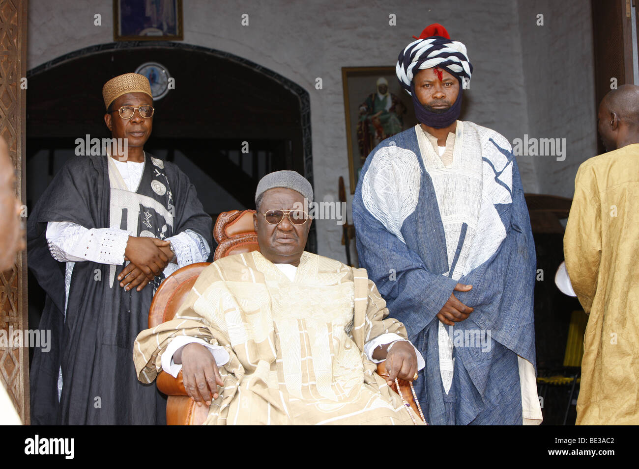 Sultan Ibrahim Mbombo Njoya, in front of the Sultan's palace, audience ...