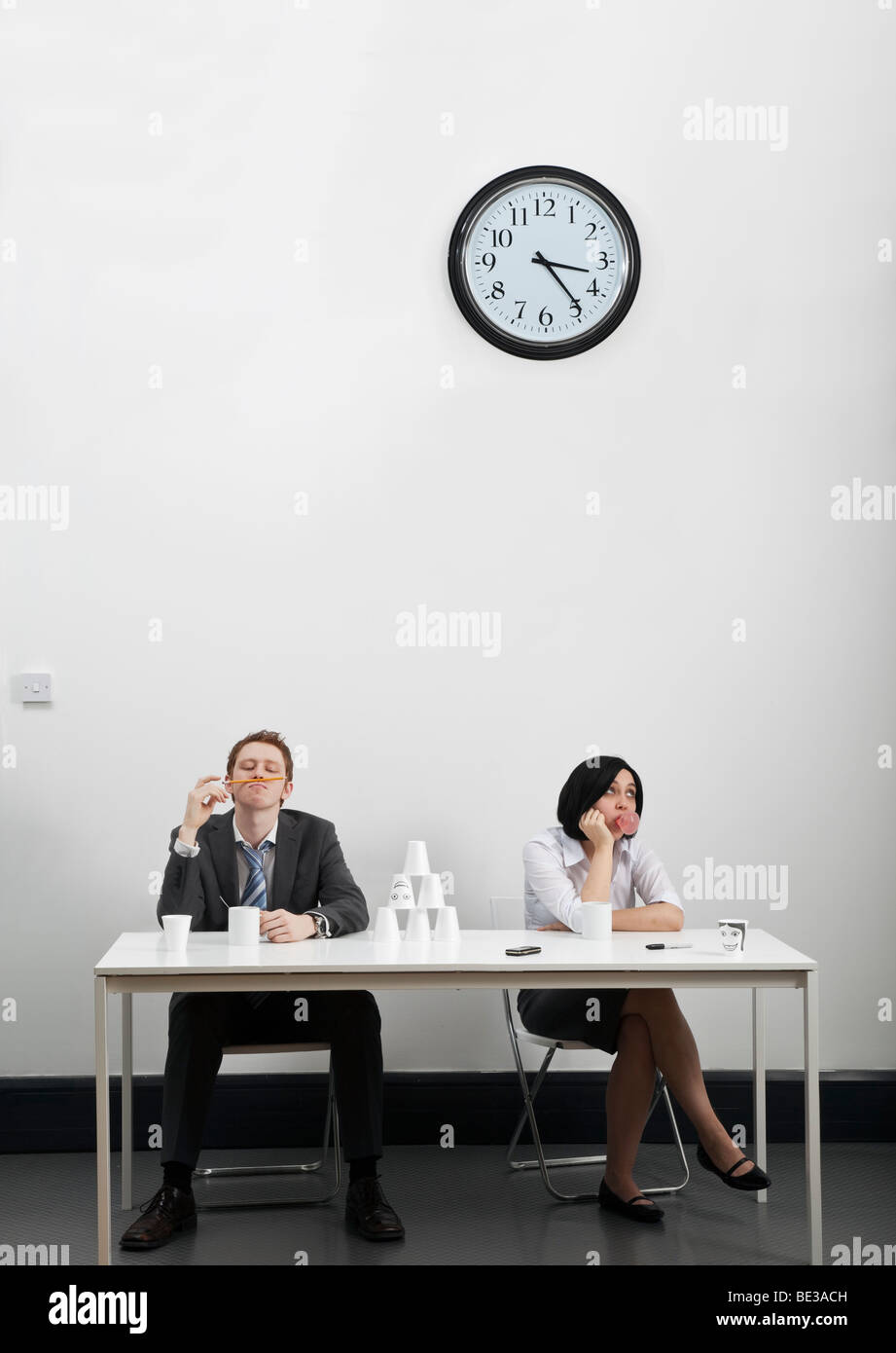 Bored employees on coffee break Stock Photo - Alamy