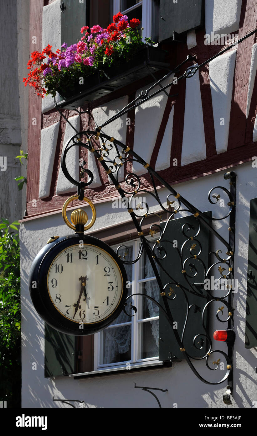 Germany clock old half timber house houses building hi-res stock ...