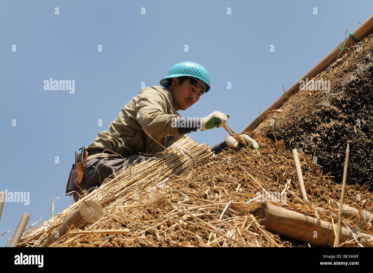 Thatched roof, gassho, gassho-zukuri, a traditional Japanese farm house ...