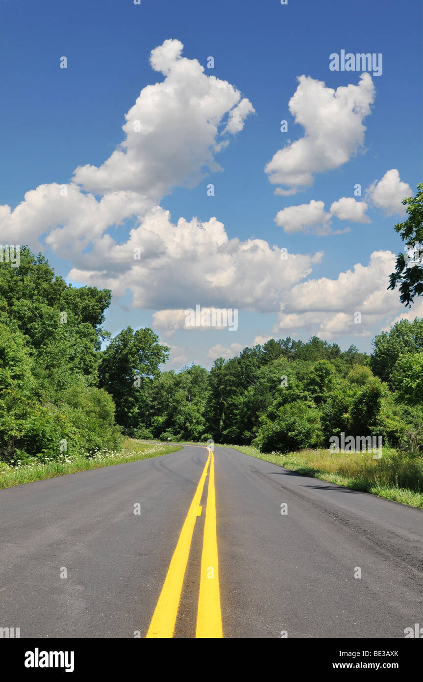 Road in a rural area with trees and blue sky Stock Photo - Alamy