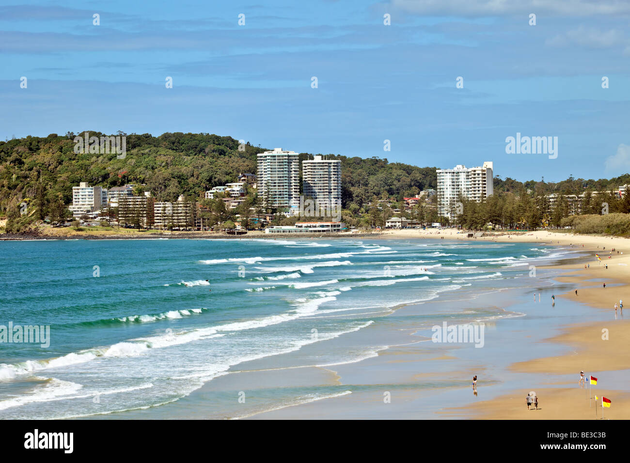 Coastal beach scenery showing residential living on beach frontage ...