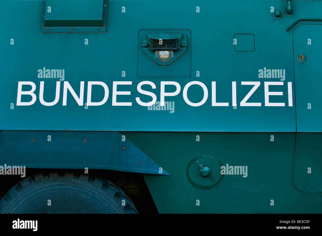 "Bundespolizei", federal police, written on armour-clad vehicle Stock ...