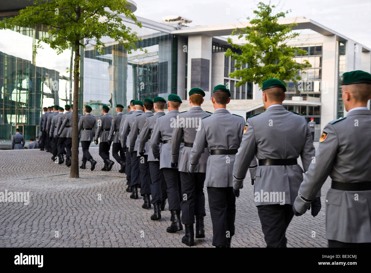 Guard of the Bundeswehr German army exercises at the Ceremonial oath of ...