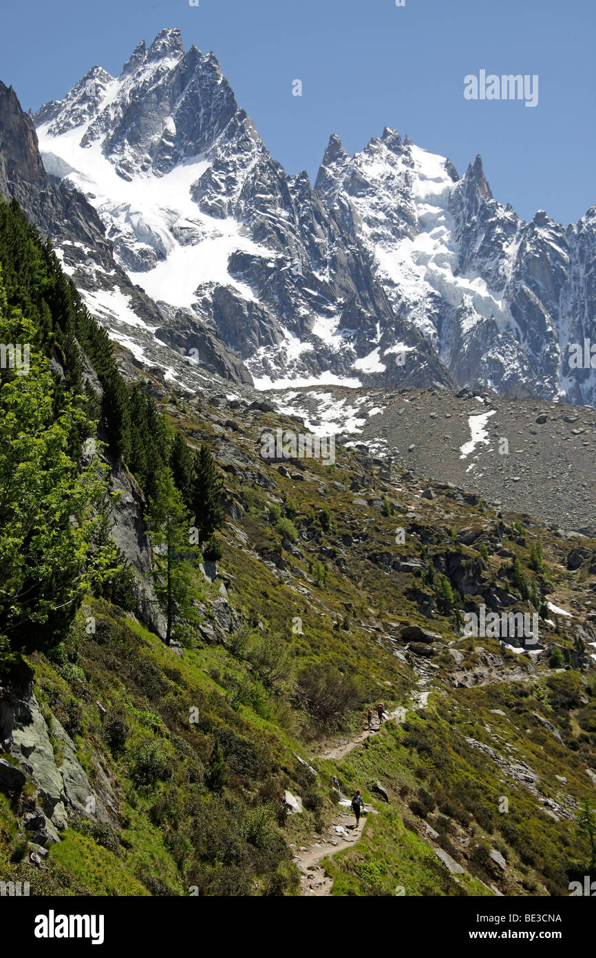 Hiking trail on the Mont Blanc Massif in Chamonix-Mont-Blanc, France ...