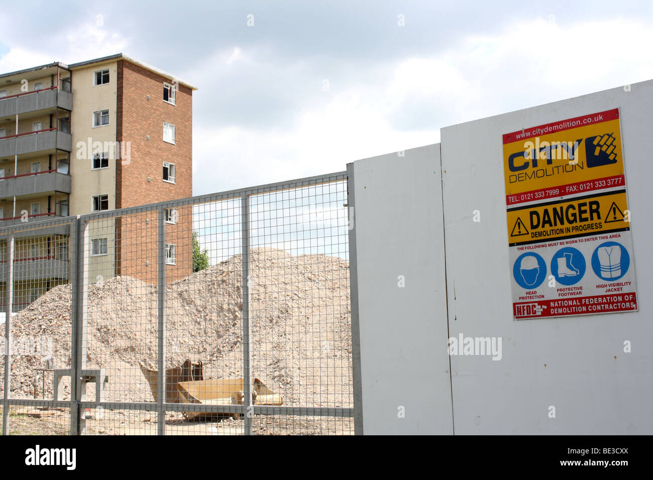 City council flats, devastated buildings diuring demolition. 2009 Stock ...