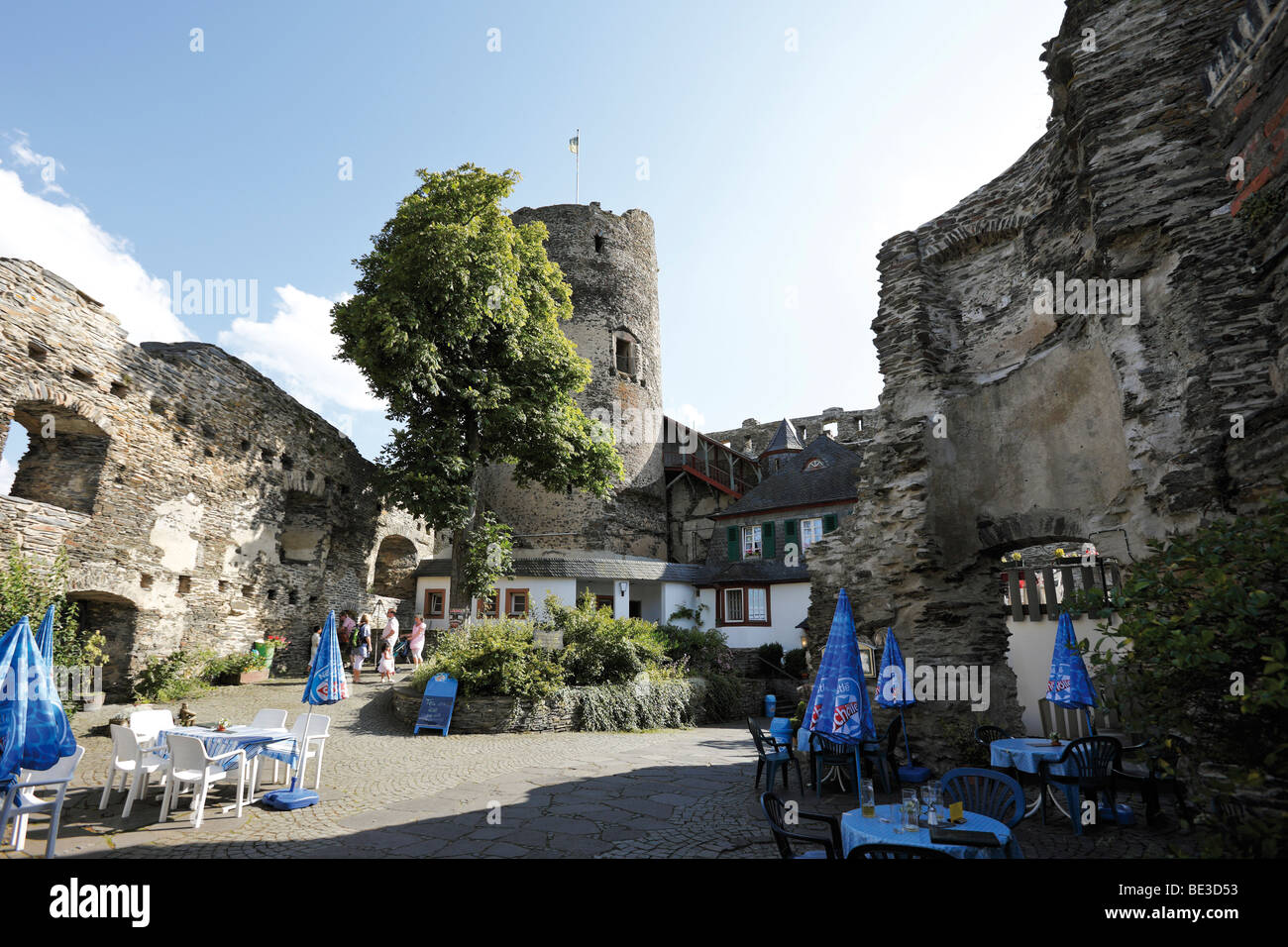 Castle yard of Landshut Castle near Bernkastel-Kues, on Moselle River ...
