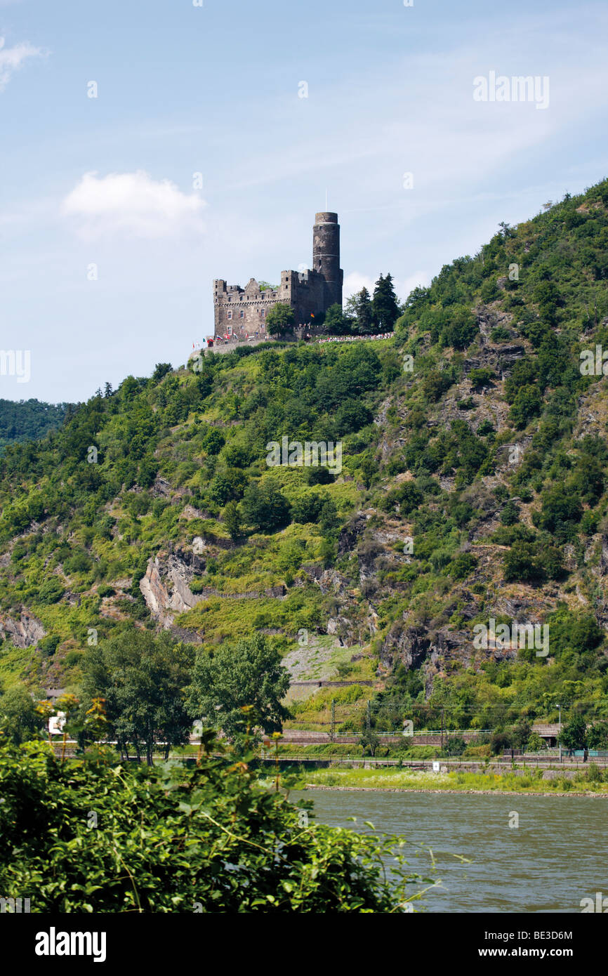 Maus Castle on Rhine River, Upper Middle Rhine Valley, Rhineland ...