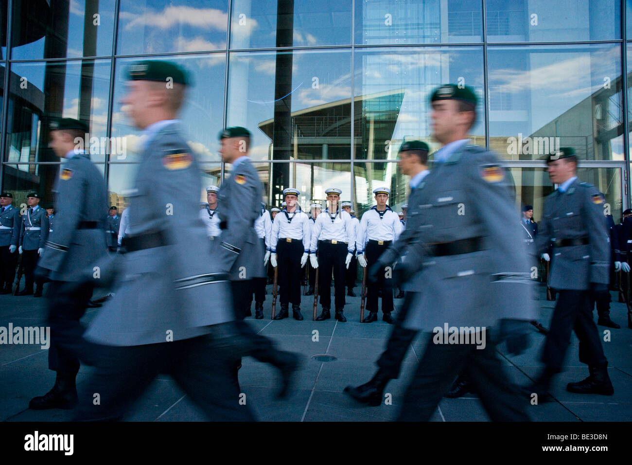 Guard of the Bundeswehr German army exercises at the Ceremonial oath of ...
