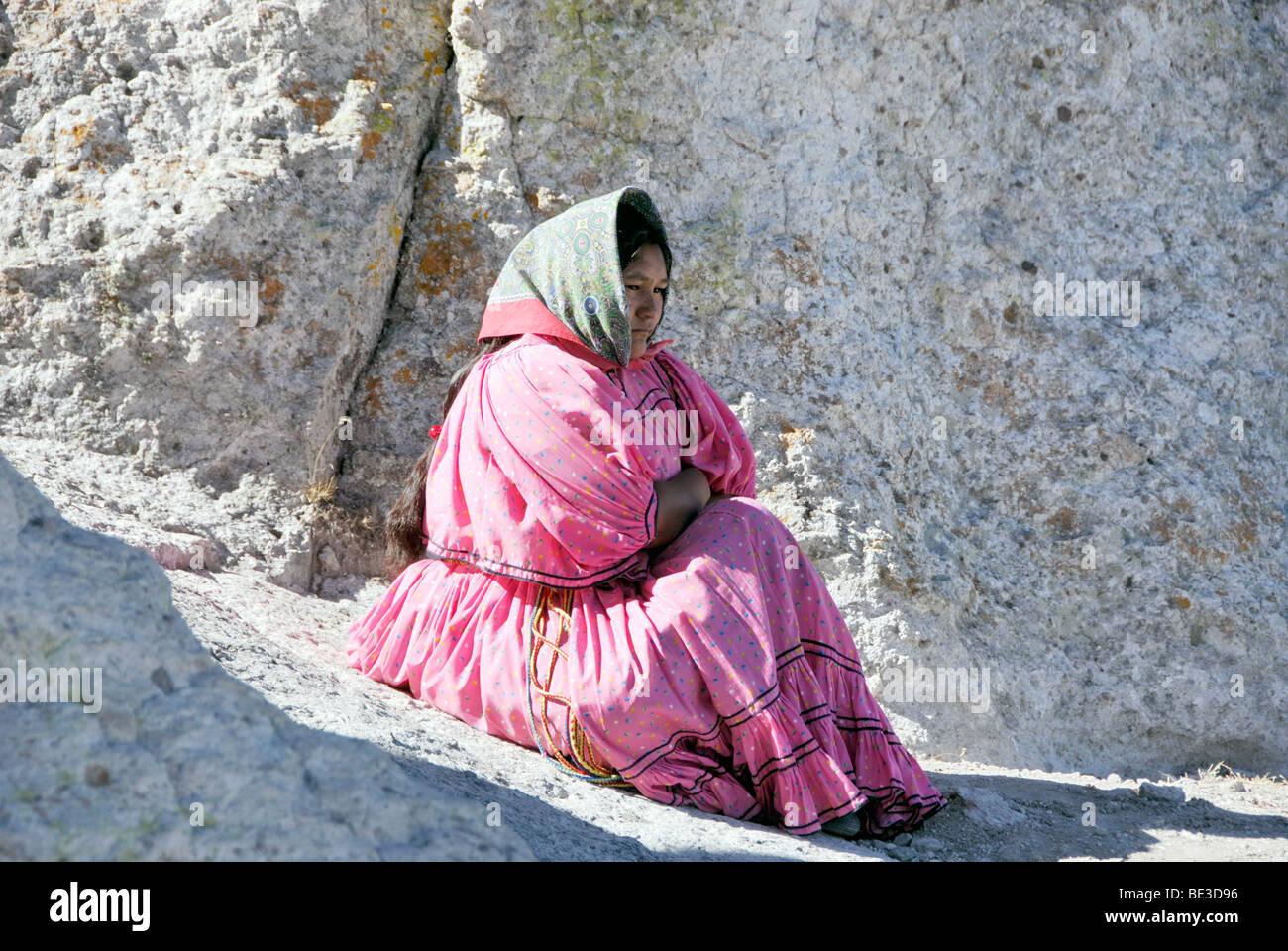 Tarahumara Indian woman sitting in Valley of Frogs and Turtles near ...