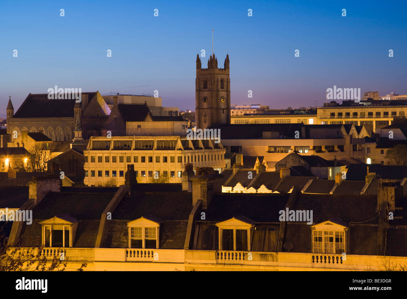 Panorama of Plymouth at night from Hoe Road, Devon, England, United ...