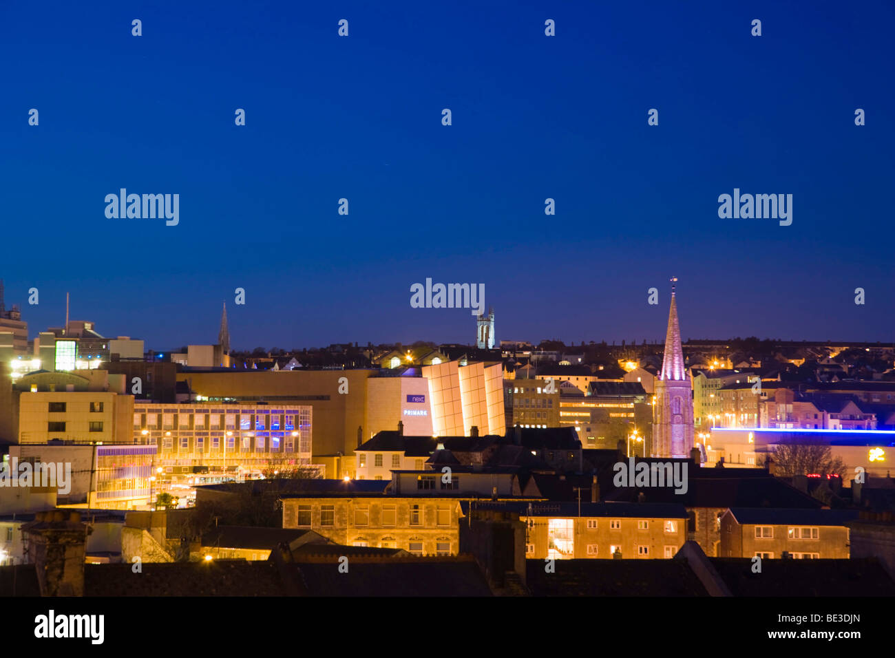 Panorama of Plymouth at night from Hoe Road, Devon, England, United ...