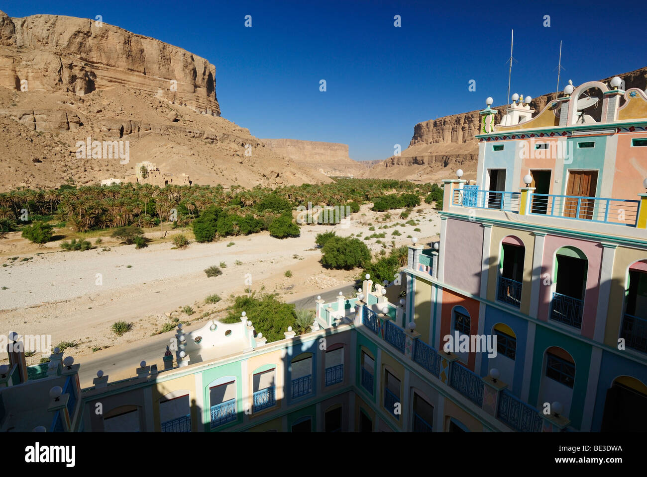 Colorful adobe Hotel Bait, Beit Bugshan, Khaylla, Khaylah village, Wadi ...