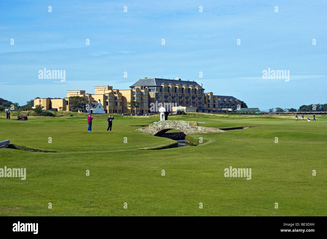 Golfers being photographed on the Swilcan Bridge at the 18th Old Course ...