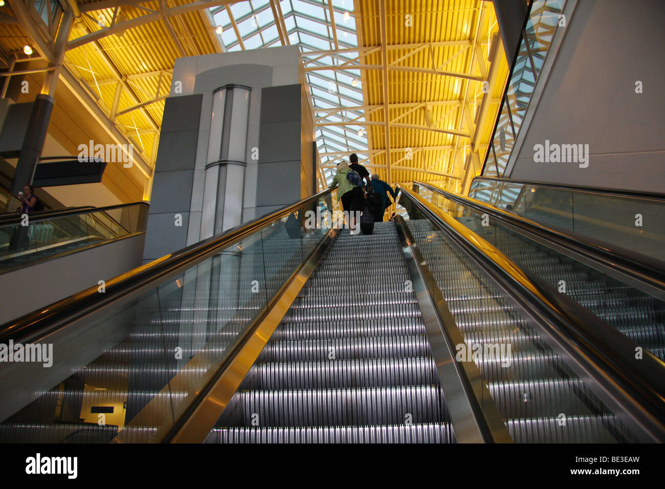 Escalator view from below at San Francisco International Airport Stock ...