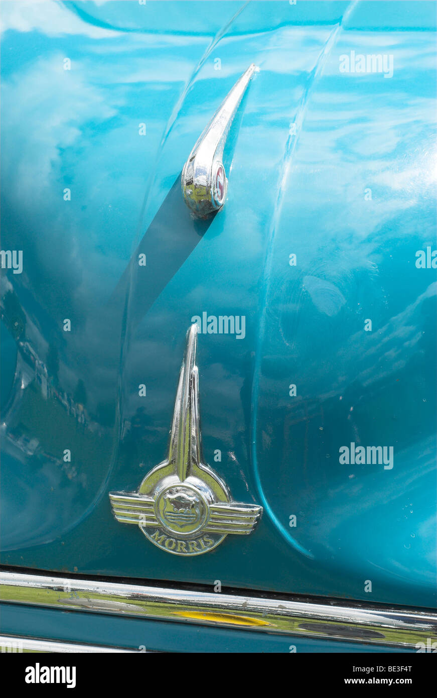 Morris Minor badge and bonnet Stock Photo - Alamy