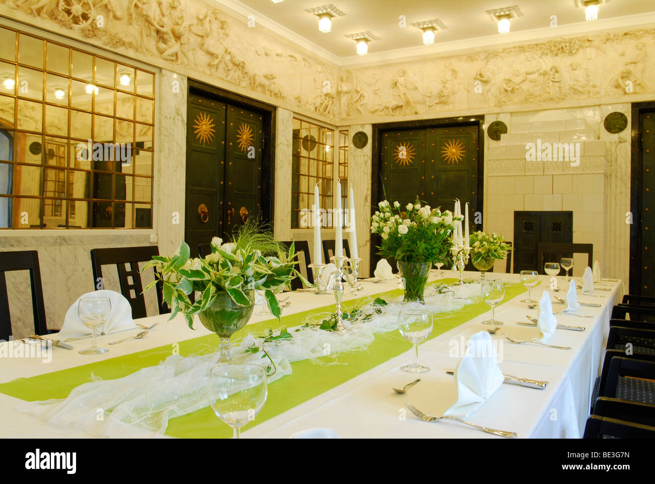 Festivly laid table in festival room Stock Photo - Alamy