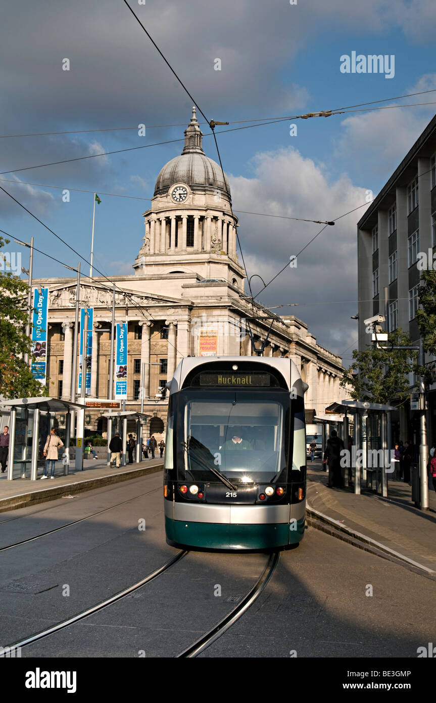 nottingham tram in Nottingham market square on the way to hucknall ...