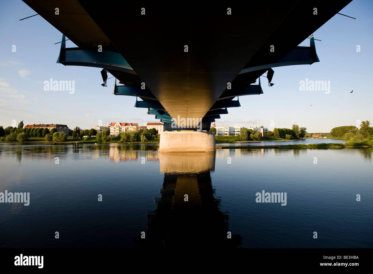 Border bridge over the Oder river, Frankfurt, Brandenburg, Germany ...