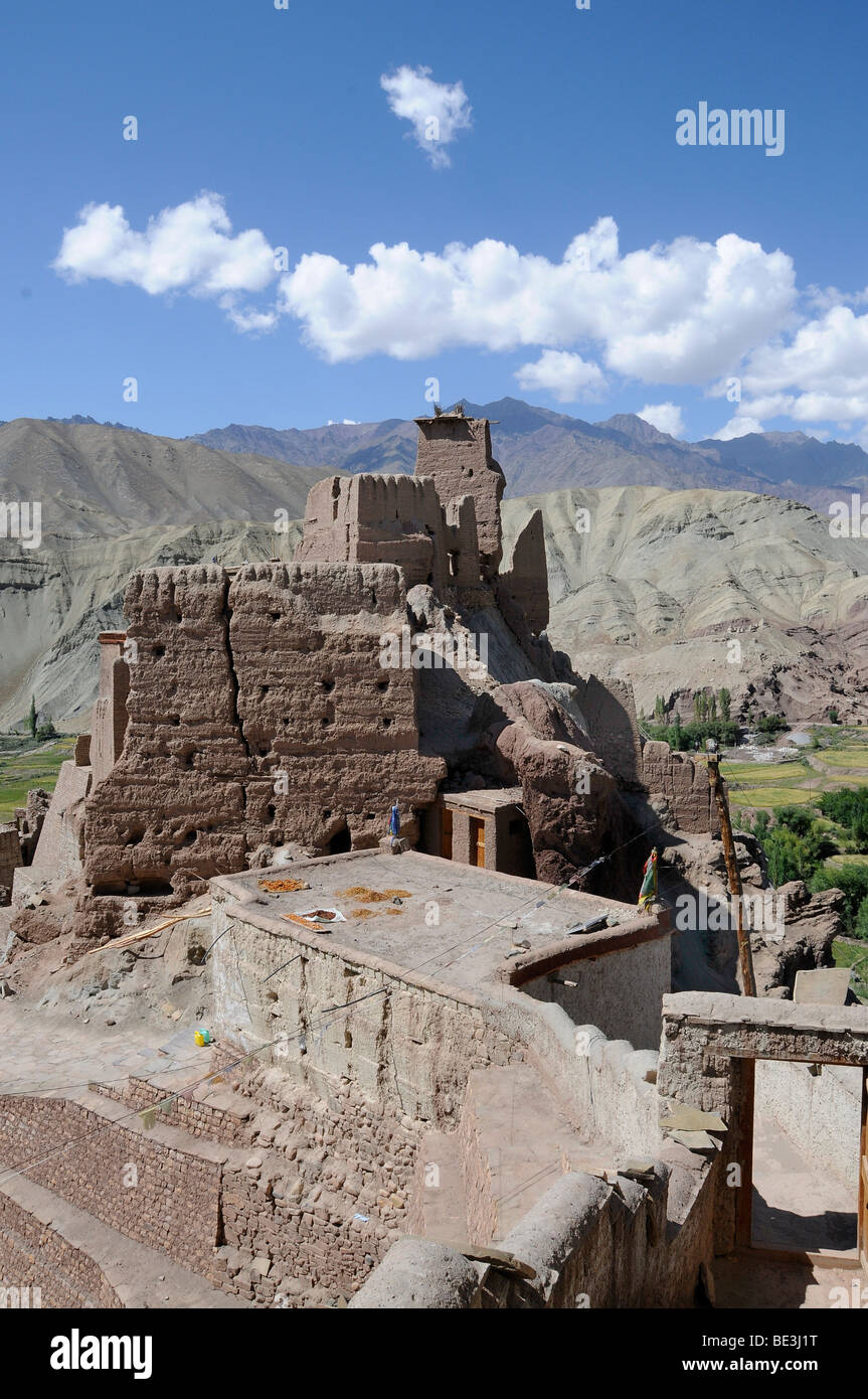 Castle ruins and monastery in the Indus Valley, Basgo, Ladakh, India ...