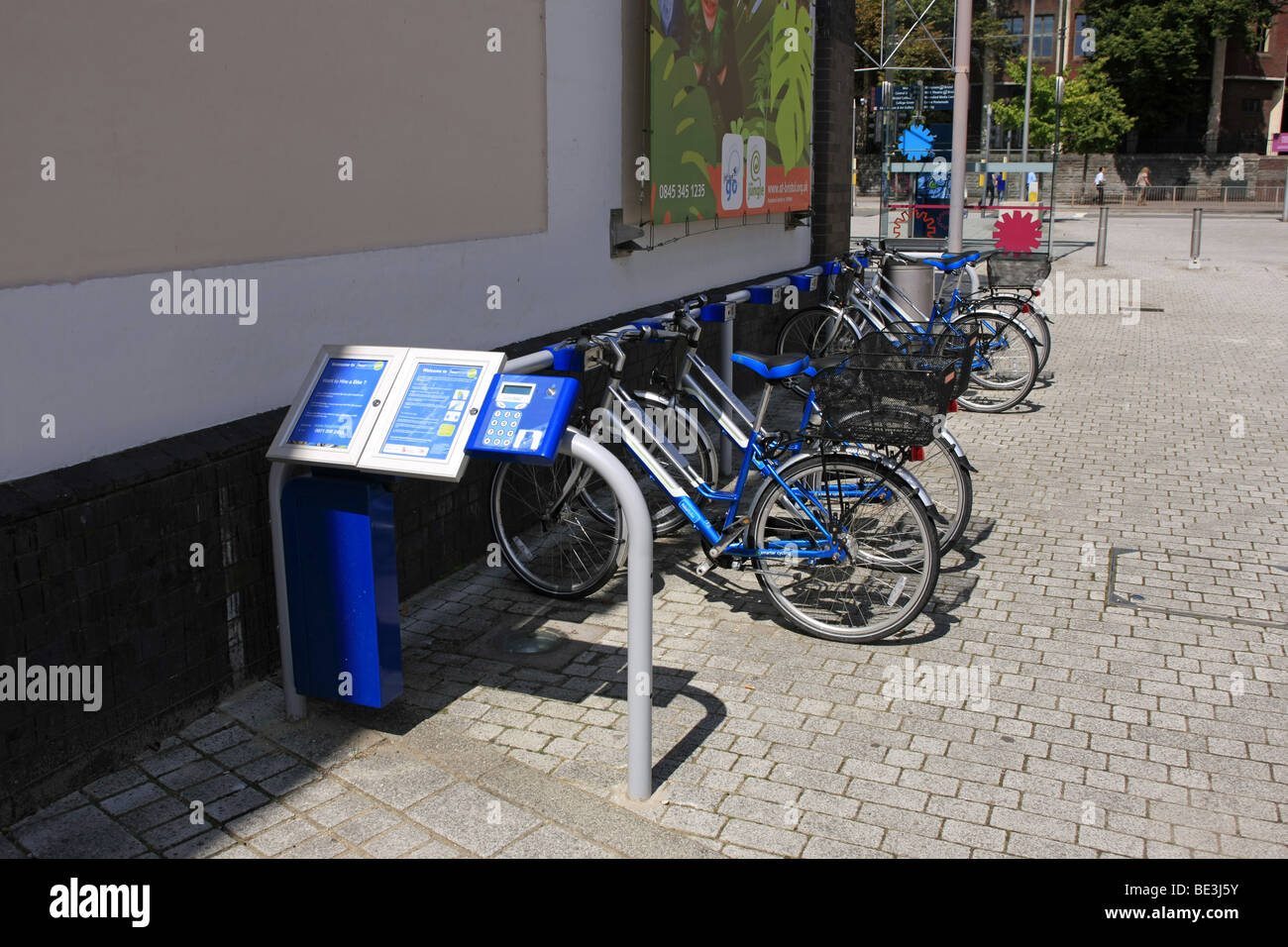 Cycle hire facility outside the Explore Bristol City building Stock ...