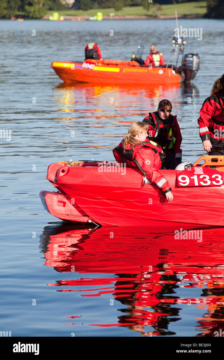 Safety boats on lake windermere in the Lake District for the 2009 Great ...