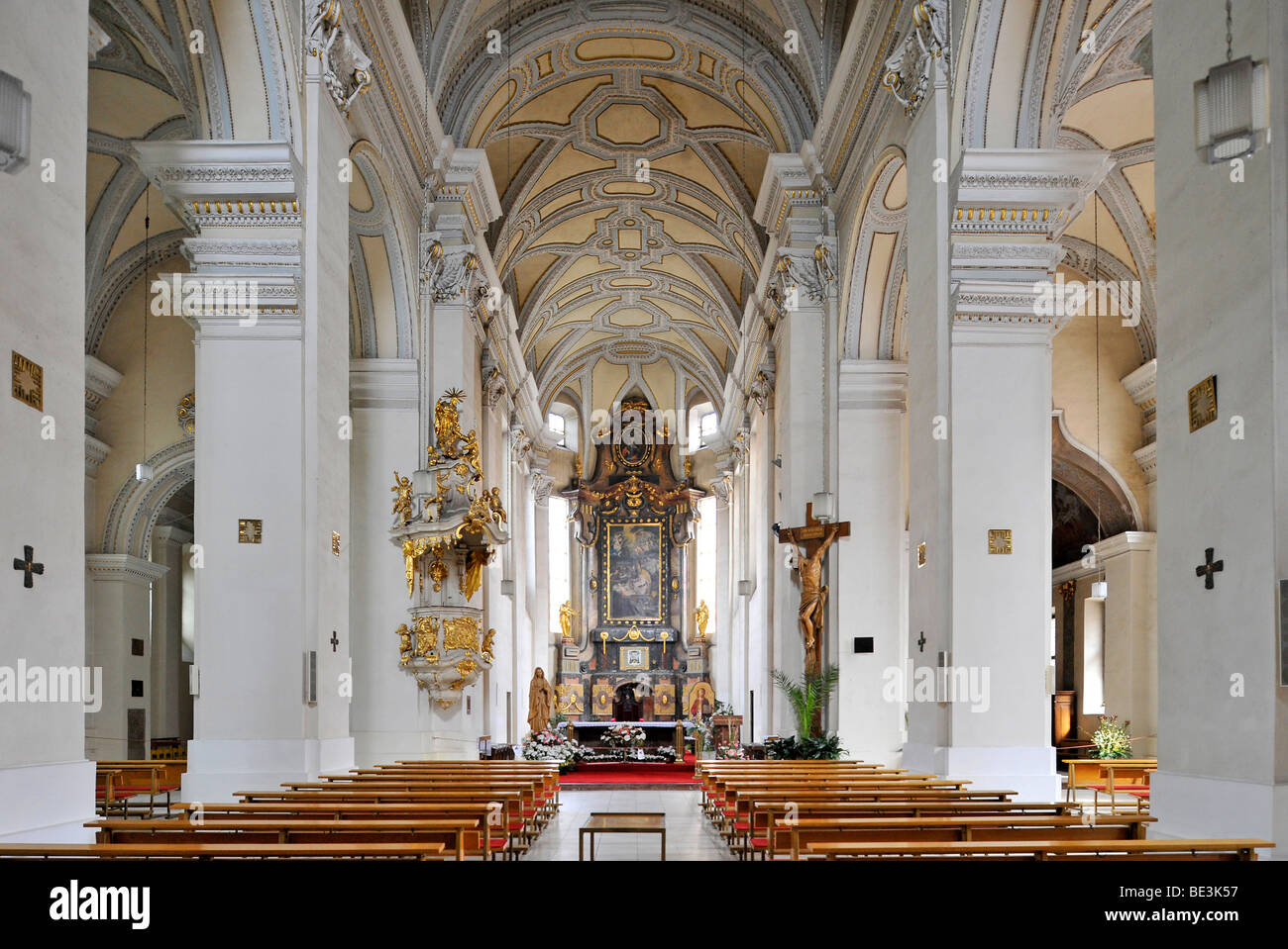 High altar, apse and nave, St. Nicholas Cathedral, Ceske Budejovice ...