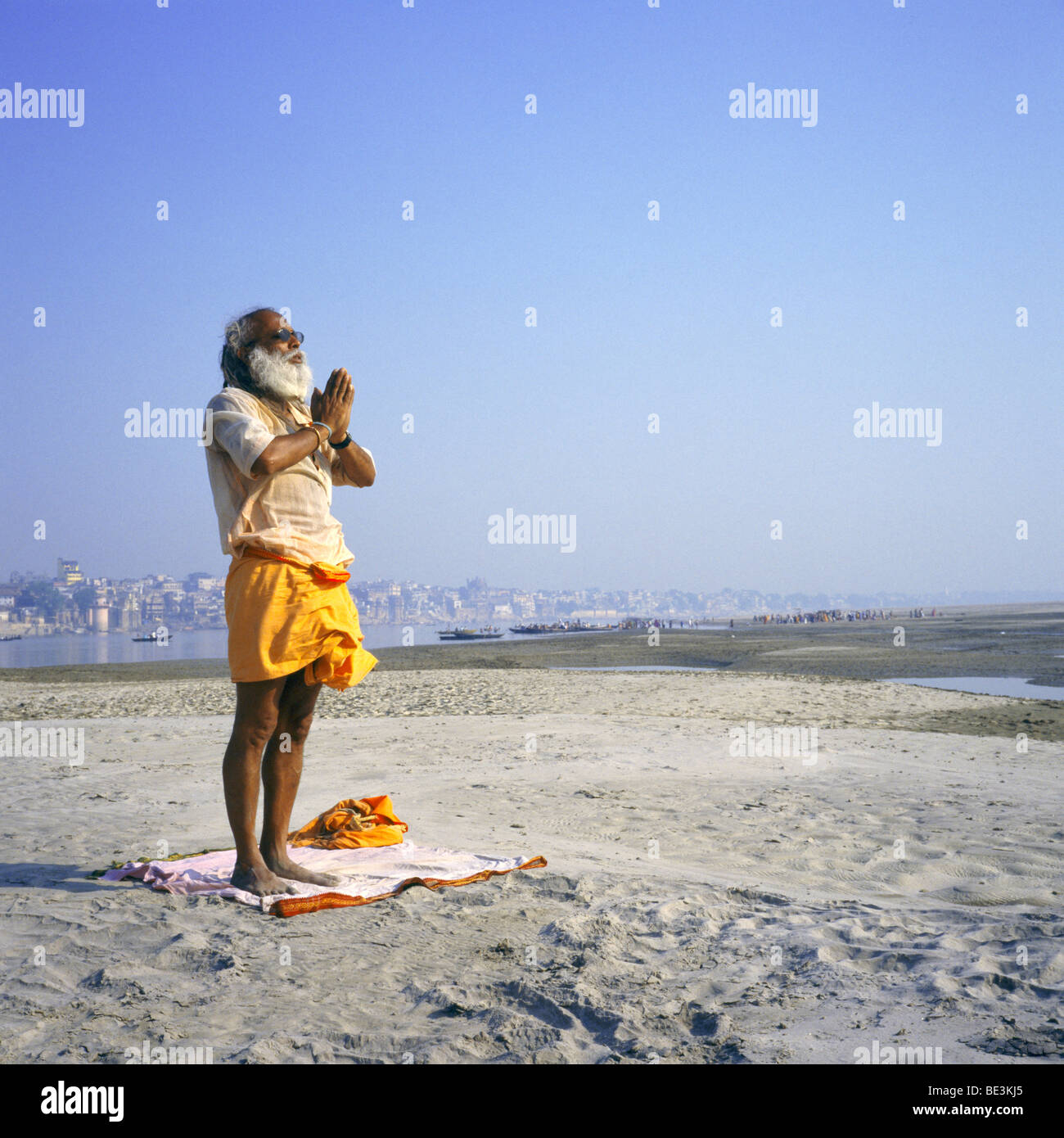 A Sadhu performs a Sun Salutation at Varanasi, India Stock Photo - Alamy