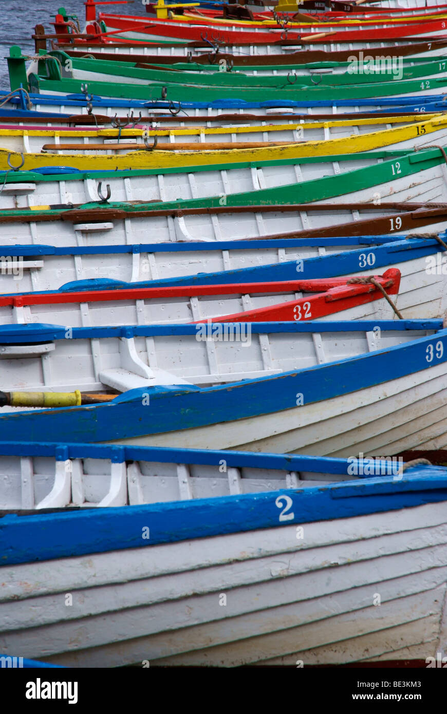 Coloured rowing boats Stock Photo - Alamy