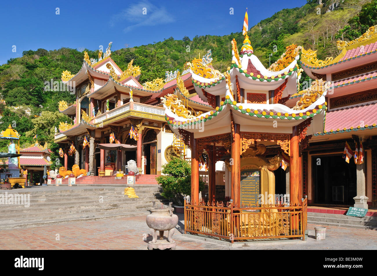 Temple on the mountain of the black woman, volcano Nui Ba Den, Tay Ninh ...