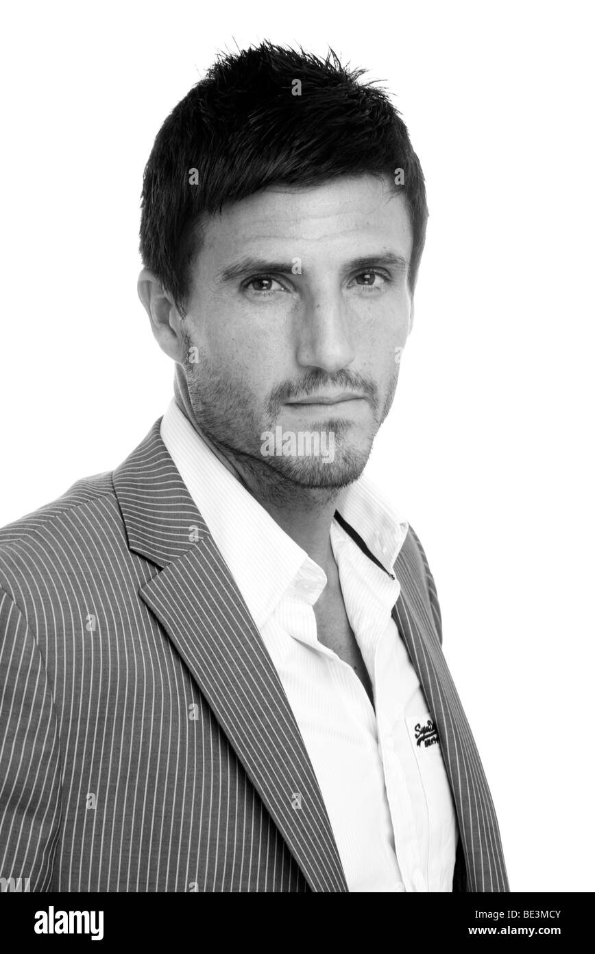 Male man businessman white jacket Black and White Stock Photos & Images ...