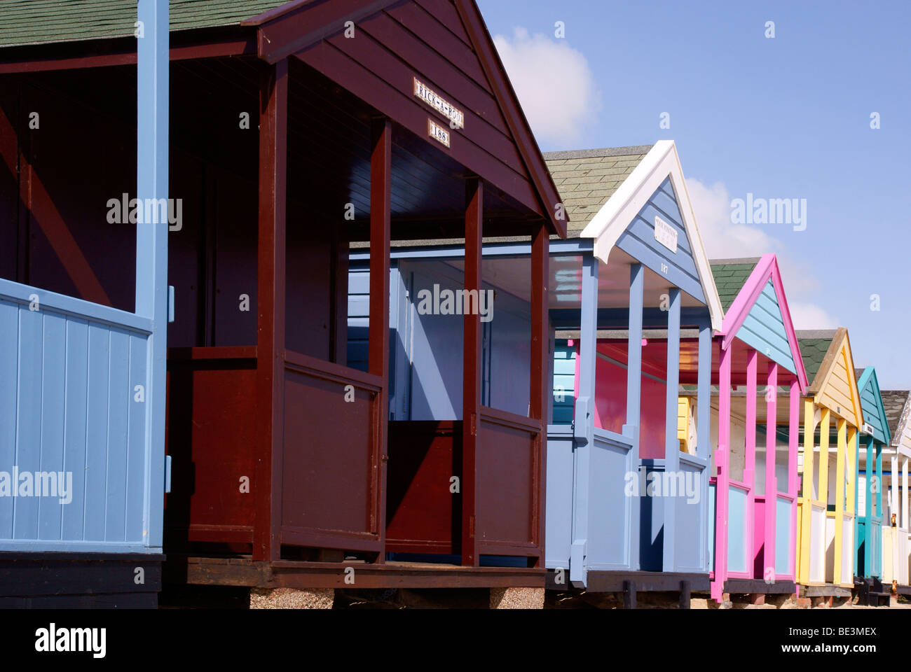 Beach huts on the sea front at Southwold Stock Photo - Alamy