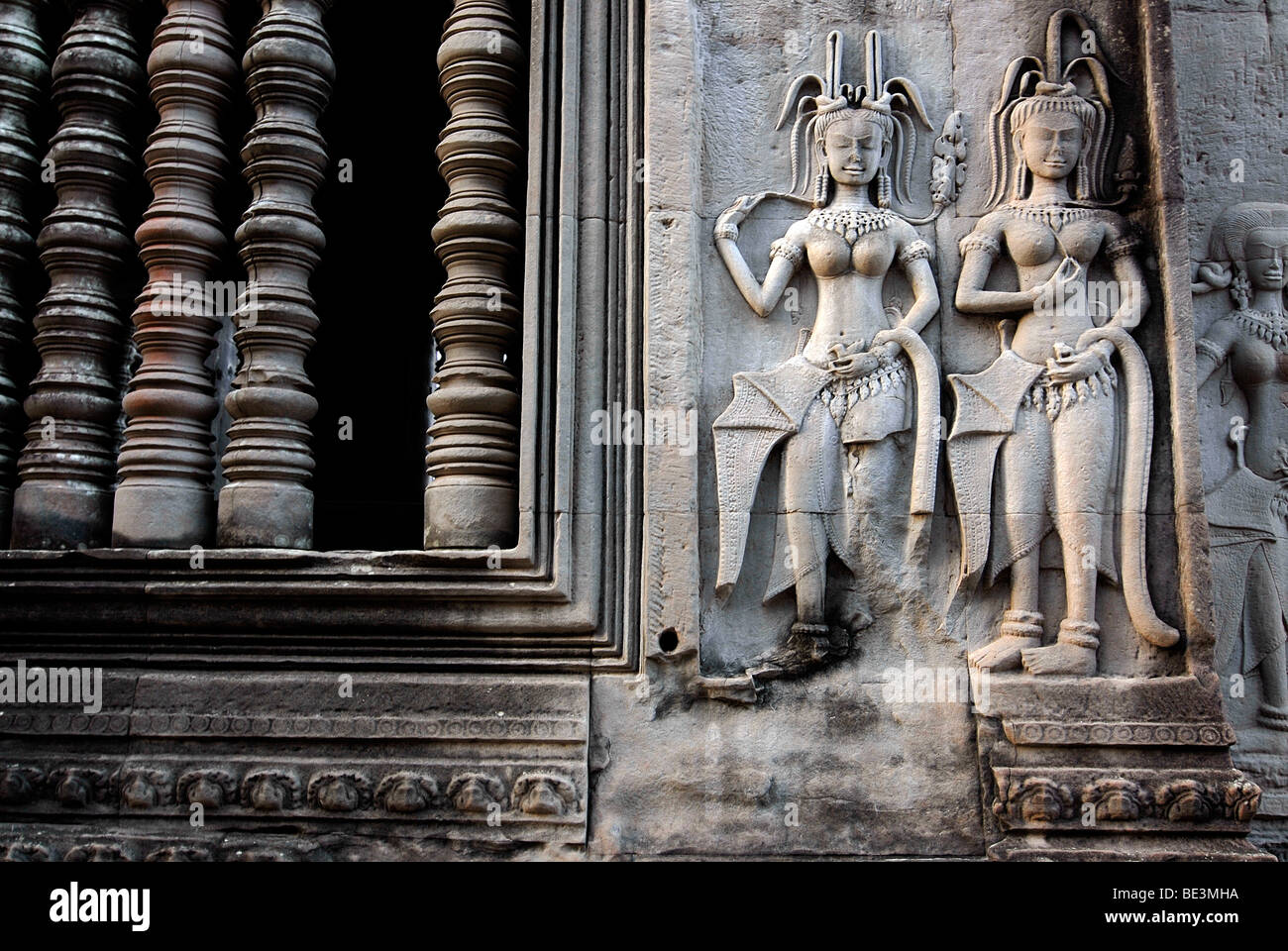 Apsara dancers as a wall-relief in Angkor Wat, Angkor, Seam Reap ...