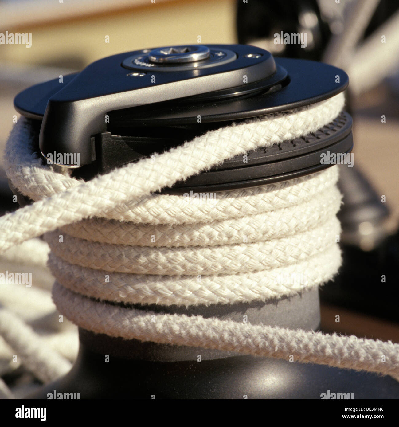coiled ropes on yacht Stock Photo - Alamy