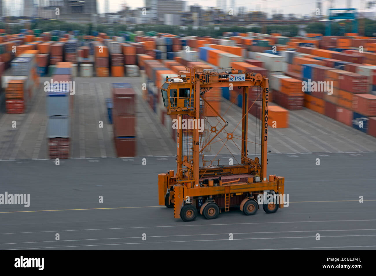 Container, straddle carrier, container port, Antwerp, Belgium, Europe ... Container, straddle carrier, container port, Antwerp, Belgium, Europe ...