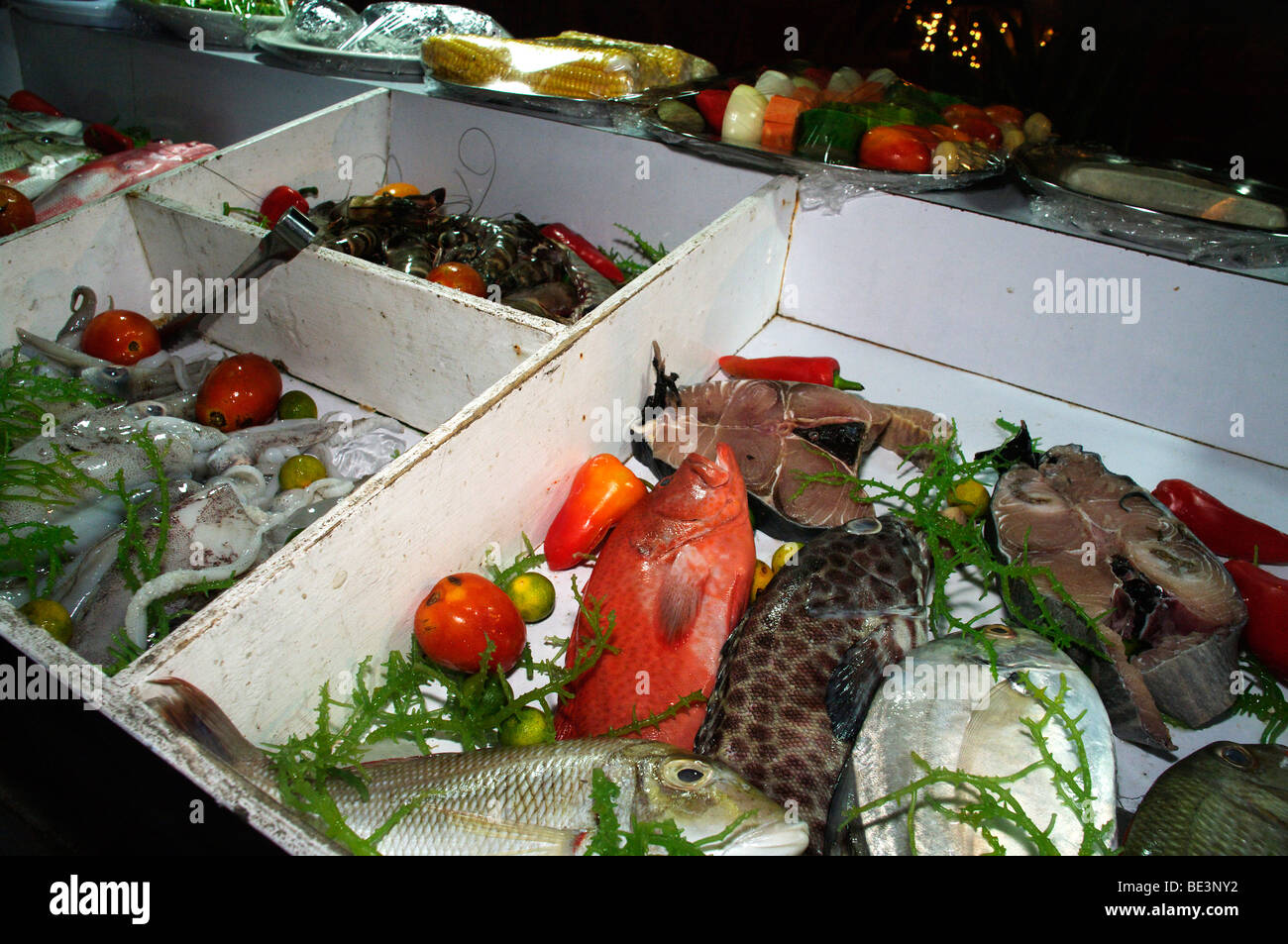 Fresh fish and vegetables, Alona Beach, Panglao Island, Bohol, The ...